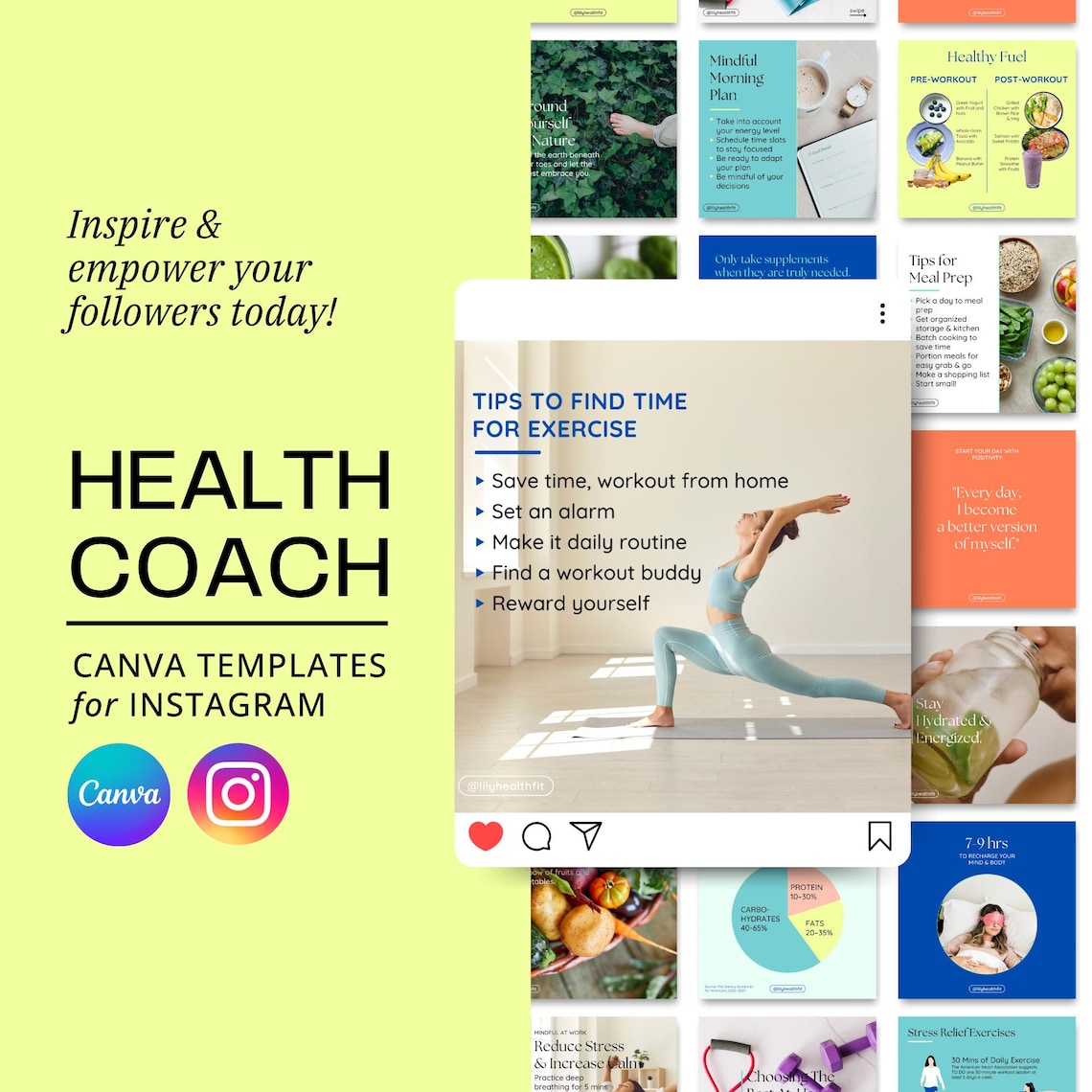 Health Coach Instagram Template Canva, Health & Wellness Experts ...