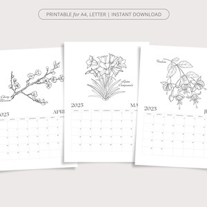 Flowers Coloring Calendar 2025 for Self-care Mood Reflection - Instant ...