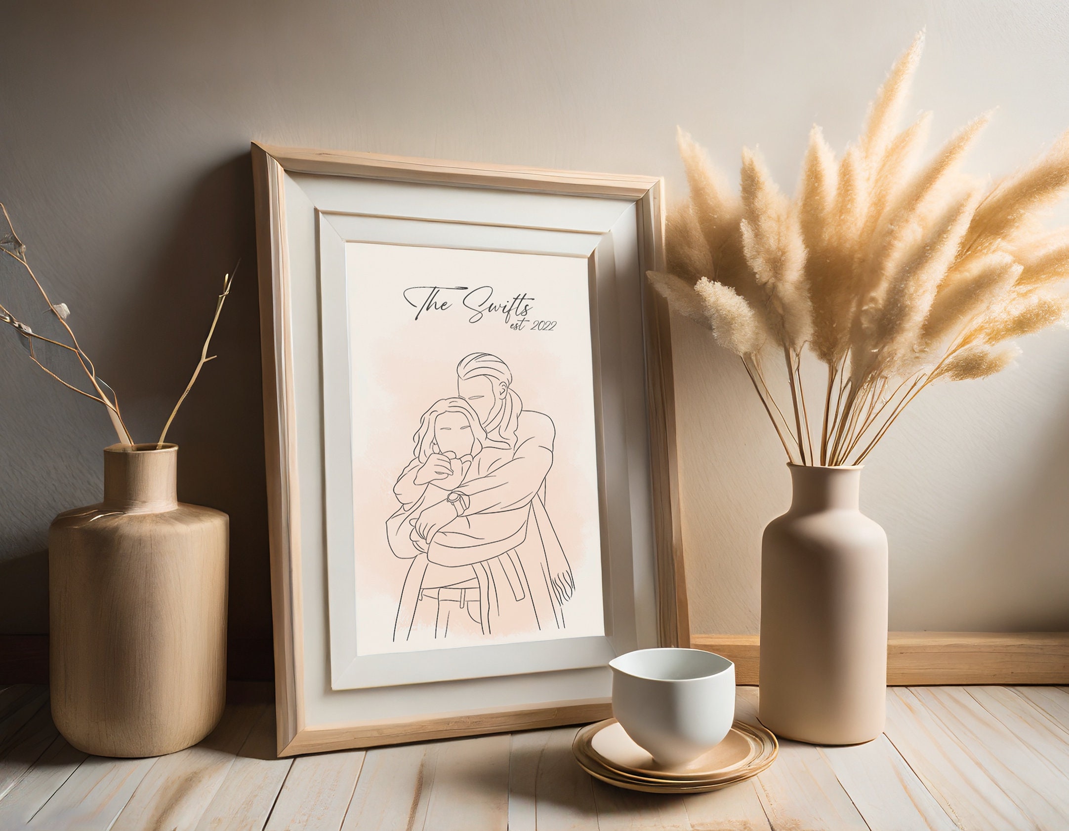 Custom Line Drawing, One Line Drawing, Custom Couple Portrait, Custom ...