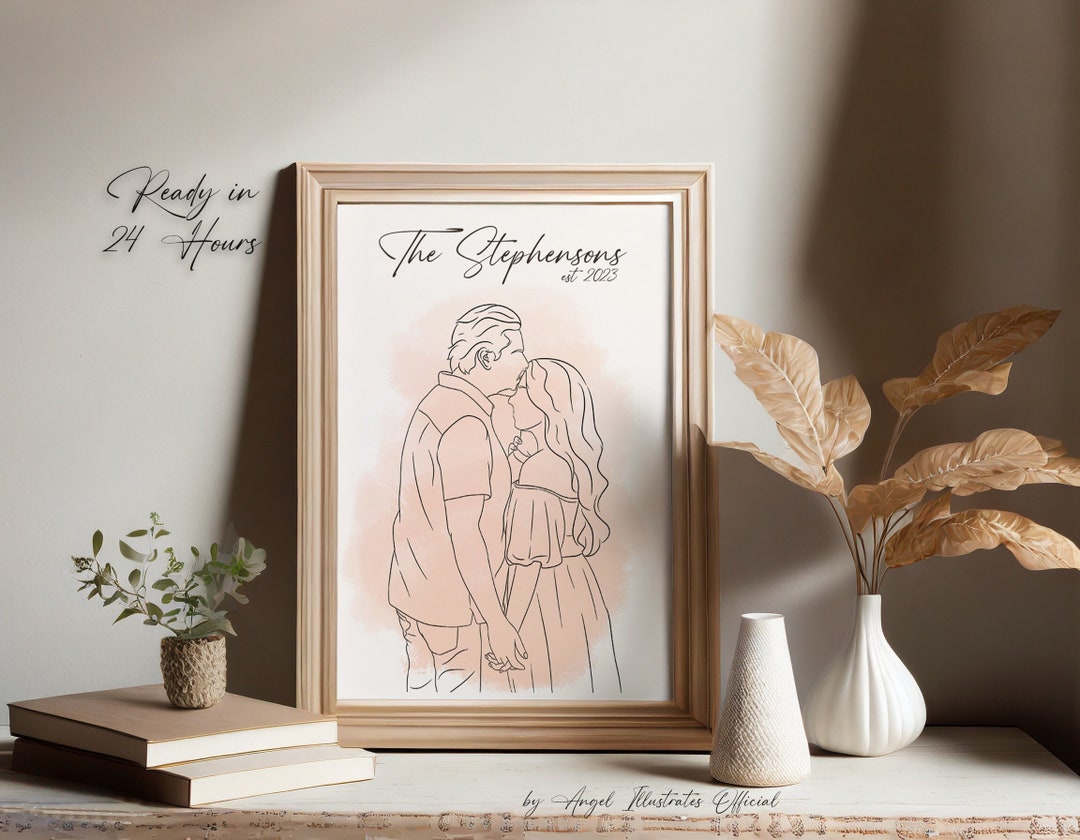 Custom Line Drawing, One Line Drawing, Custom Couple Portrait, Custom ...