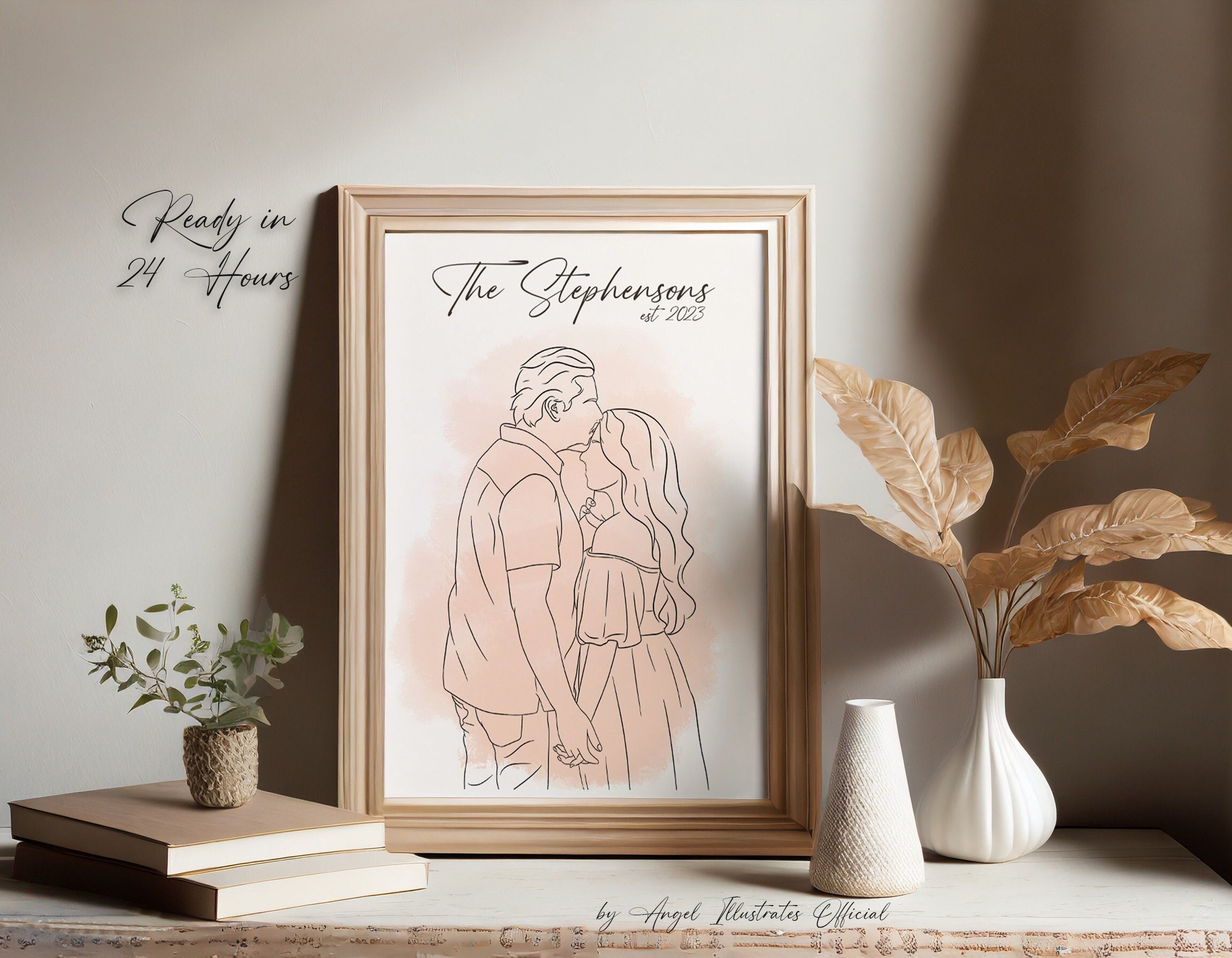 Custom Line Drawing, One Line Drawing, Custom Couple Portrait, Custom ...