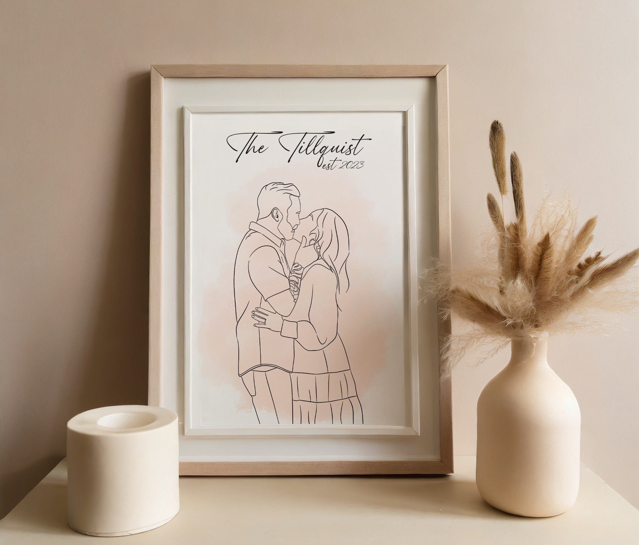 Custom Line Drawing, One Line Drawing, Custom Couple Portrait, Custom ...