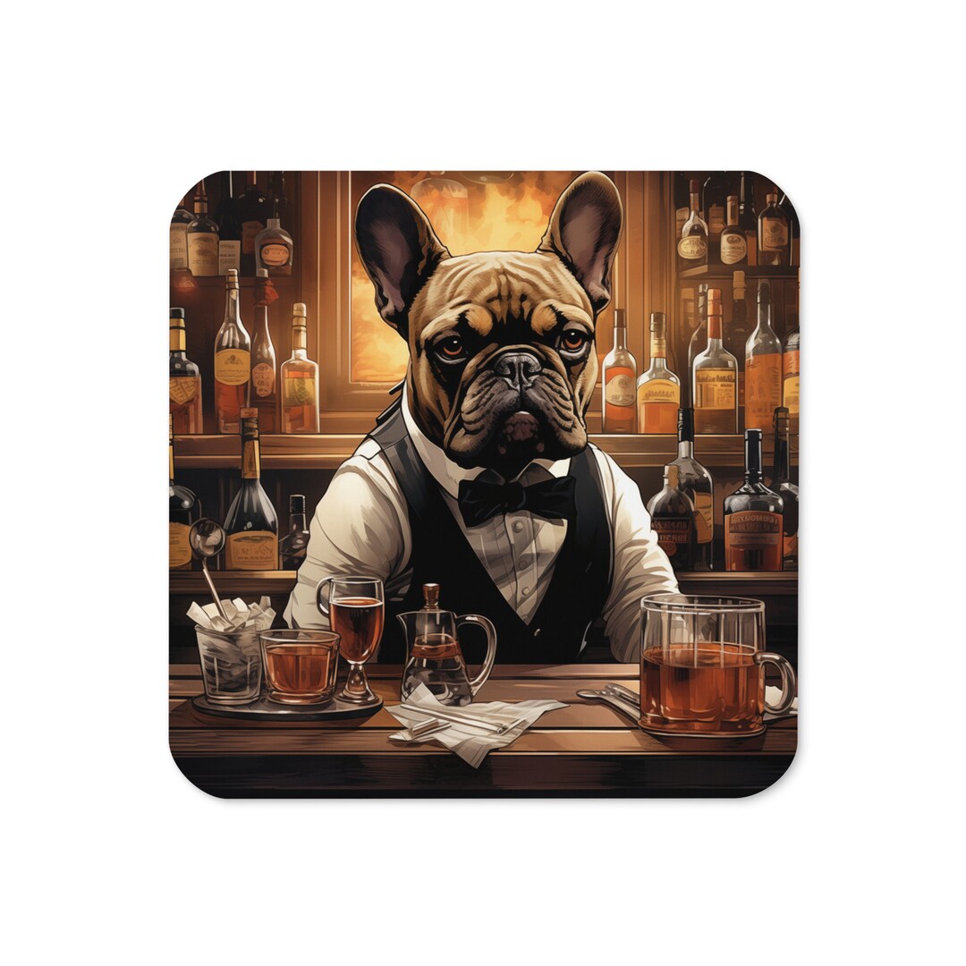 Cork-back Coaster, Frenchie Dog Bartender Coaster, Dog Lover Gift - Etsy