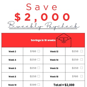 2K Biweekly Paycheck, Money Challenge, 2k Savings Challenge, Paycheck ...