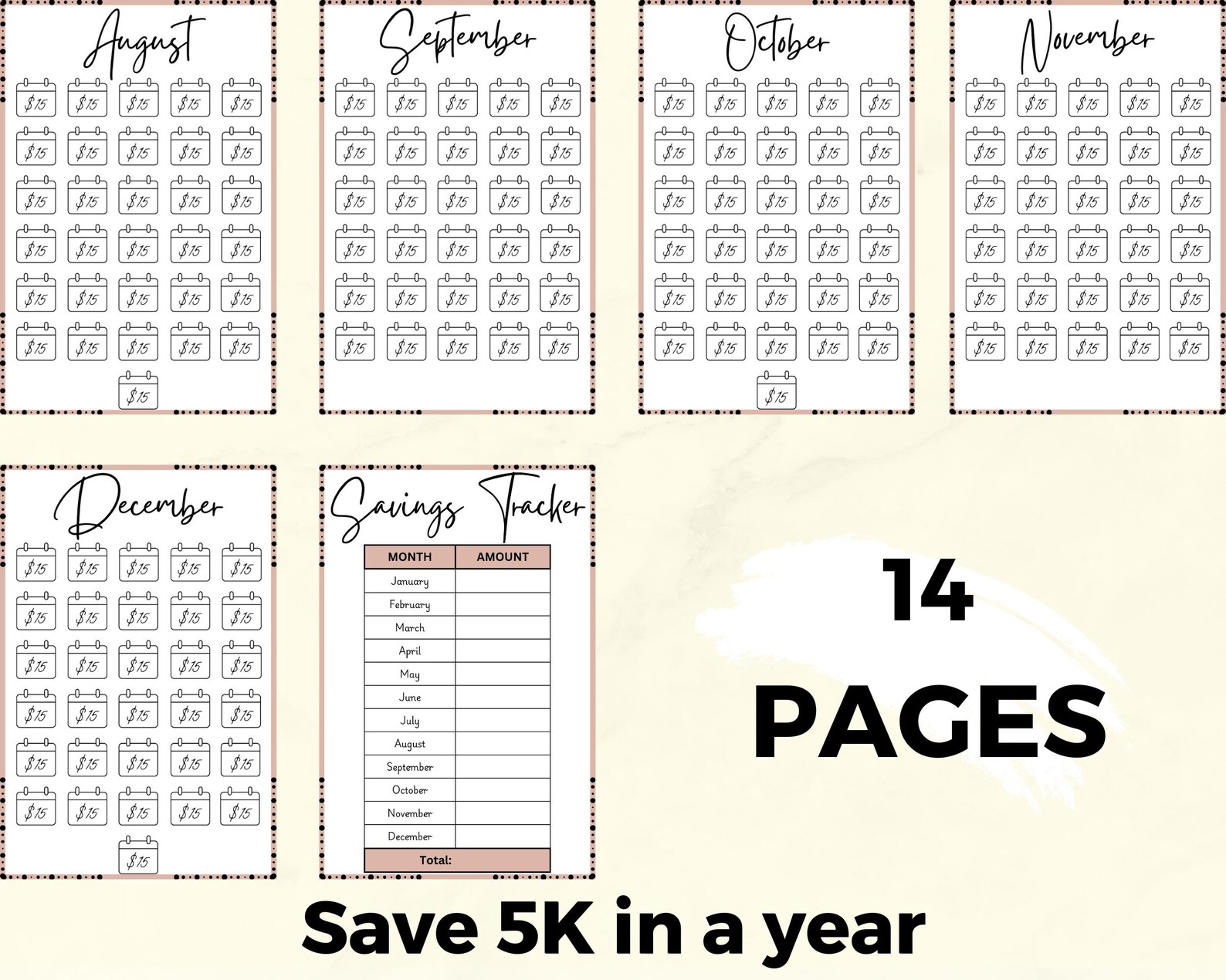 5K Savings Challenge: A6 Monthly Budget Tracker (PDF) - Etsy