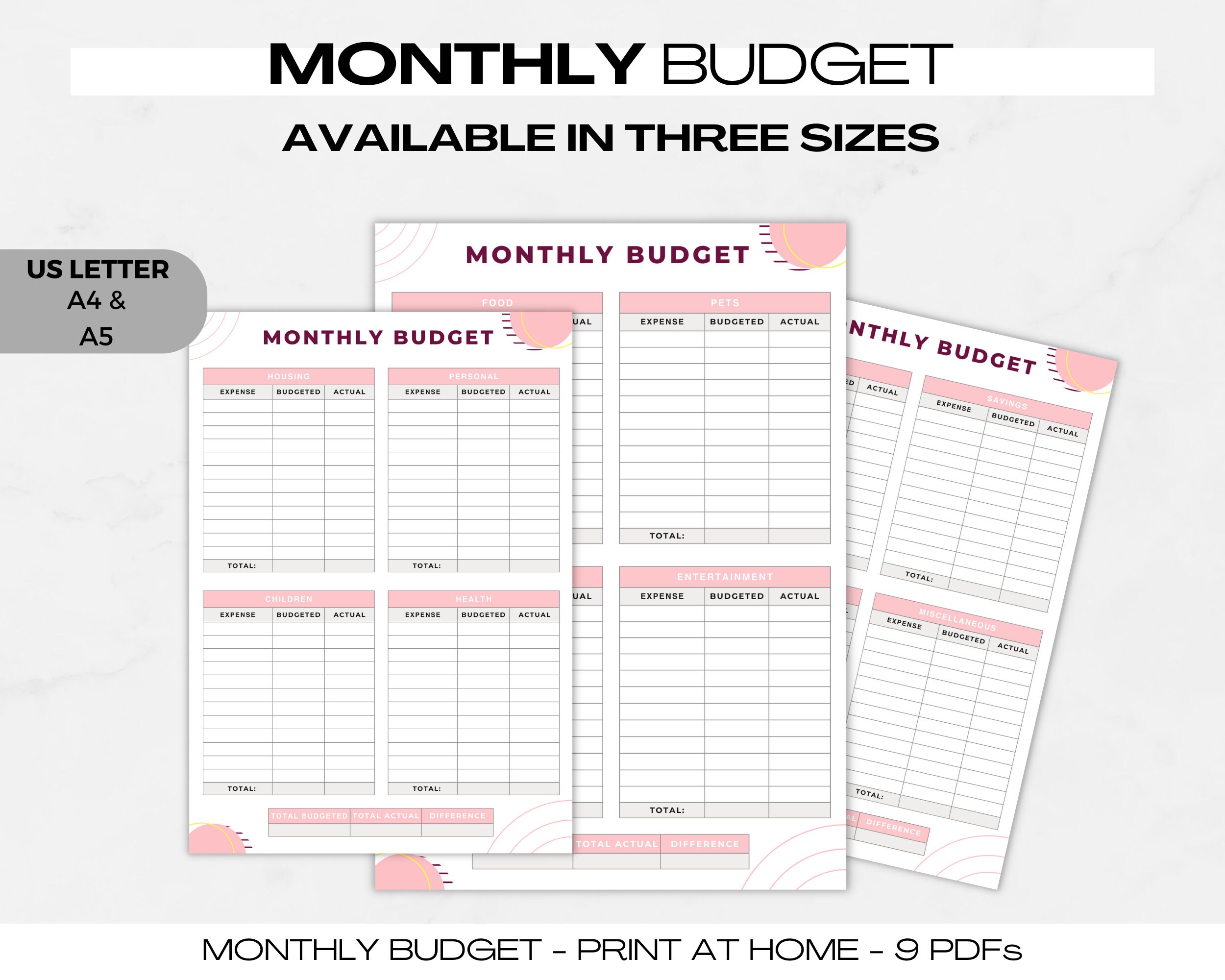 Monthly Budget Tracker Printable, Finance Planner, Budget Tracker ...