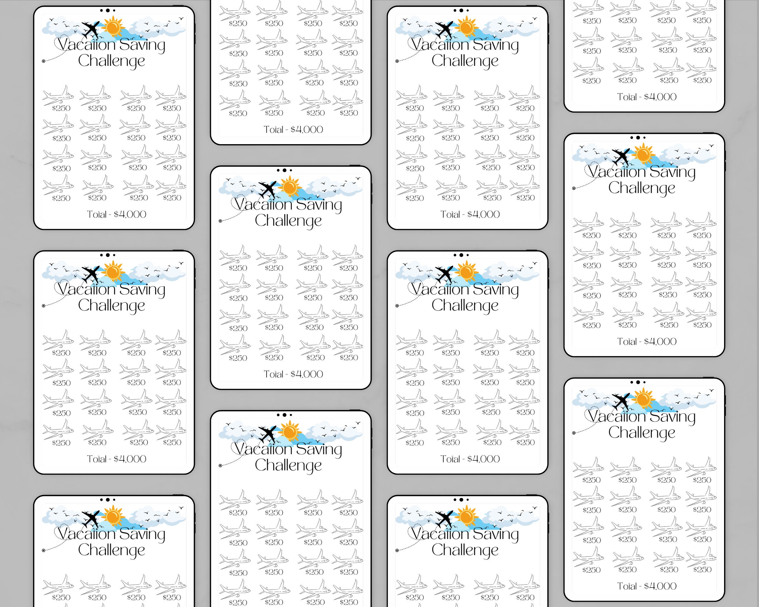 Vacation Saving Challenge, Travel Savings Fund, Save Money Challenge ...