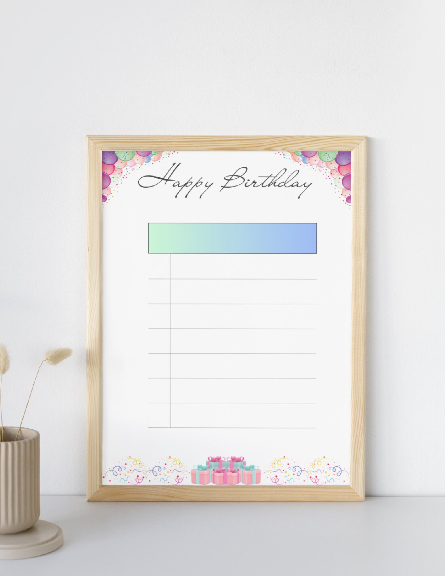 Birthday Printable PDF Calendar | A4 Editable Birthday List | Student ...