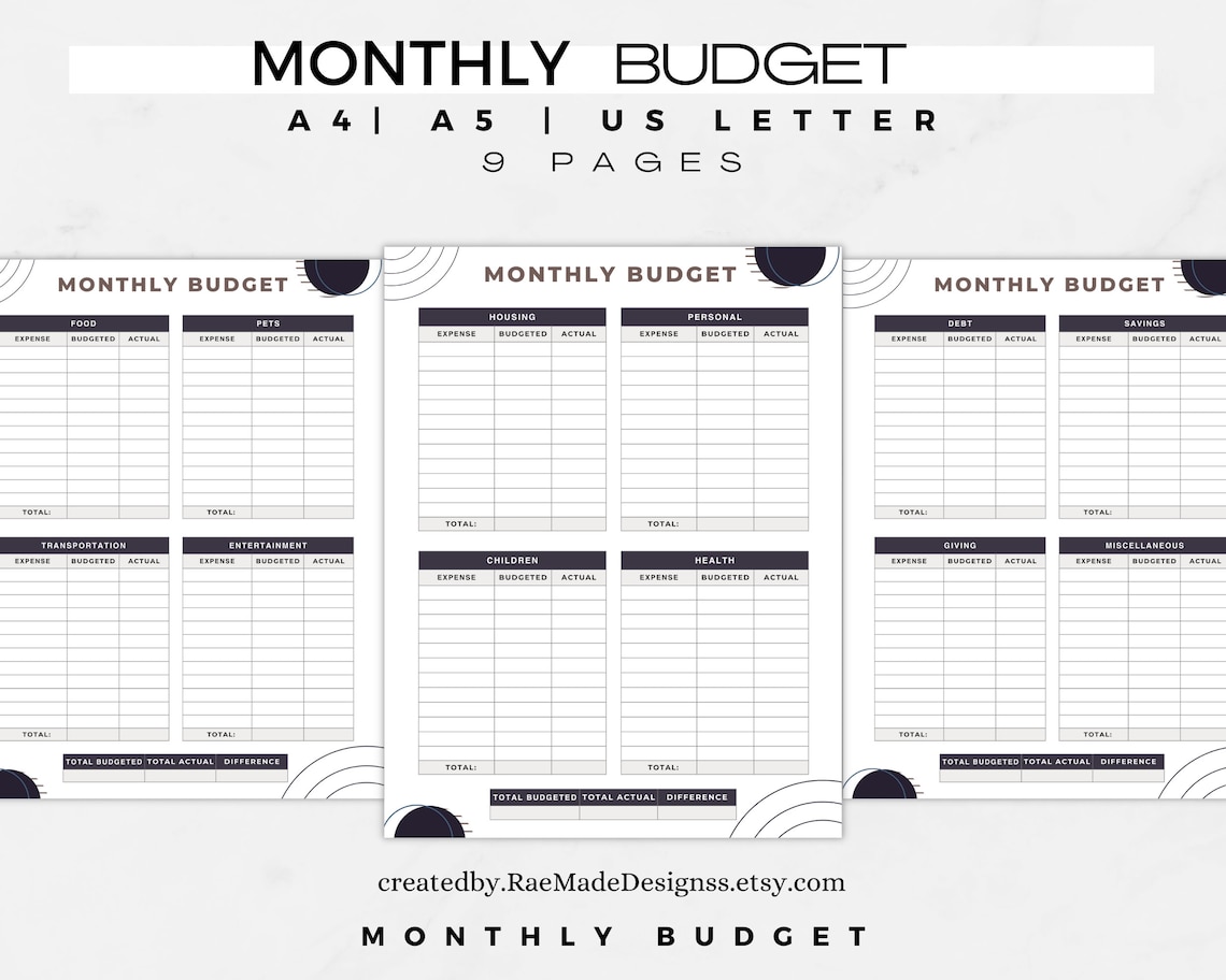 Monthly Budget Tracker Printable, Finance Planner, Budget Tracker ...
