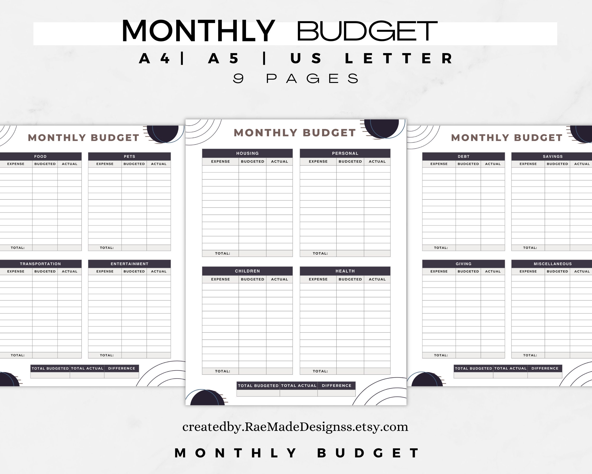 Monthly Budget Tracker Printable, Finance Planner, Budget Tracker ...