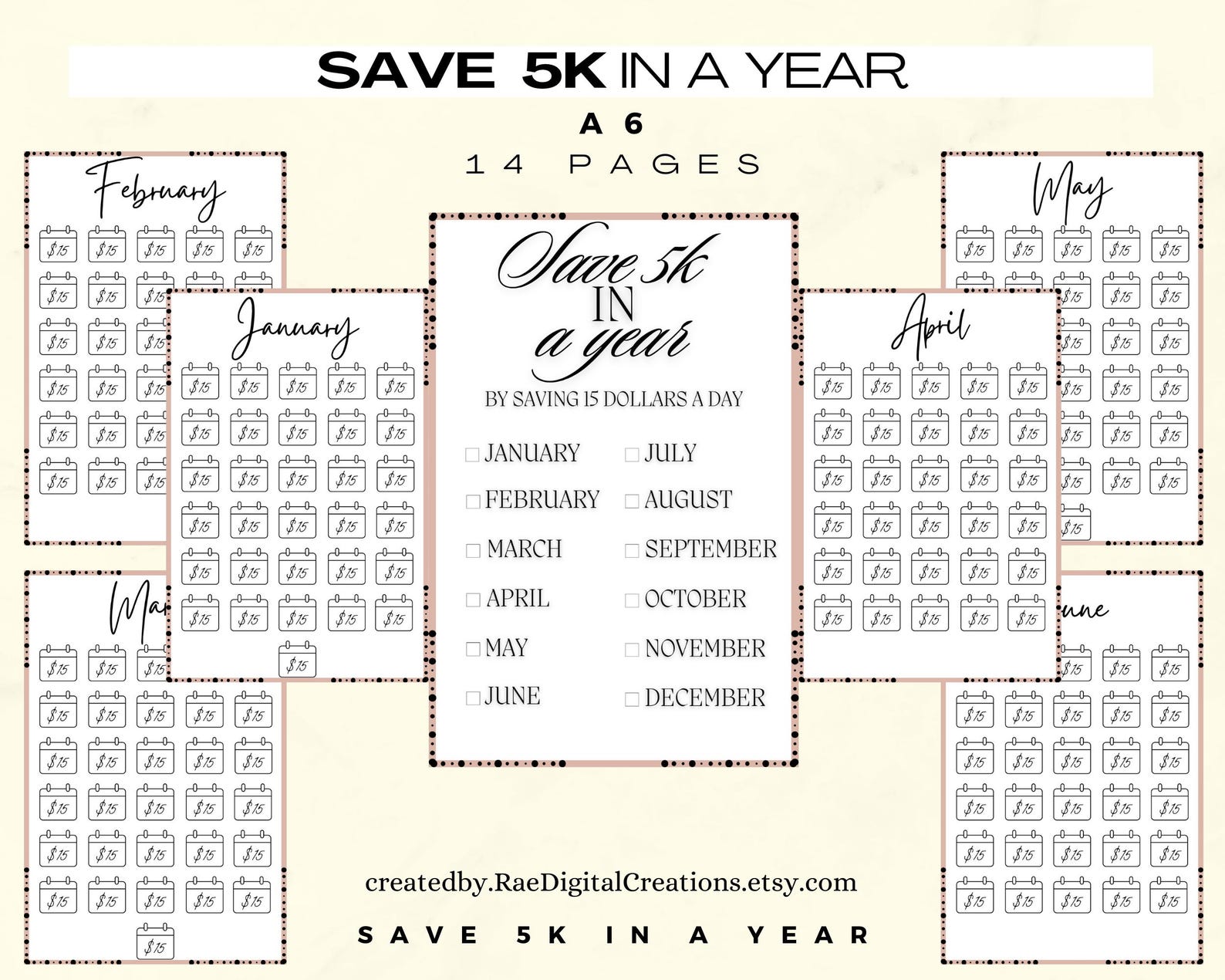 5K Savings Challenge: A6 Monthly Budget Tracker (PDF) - Etsy