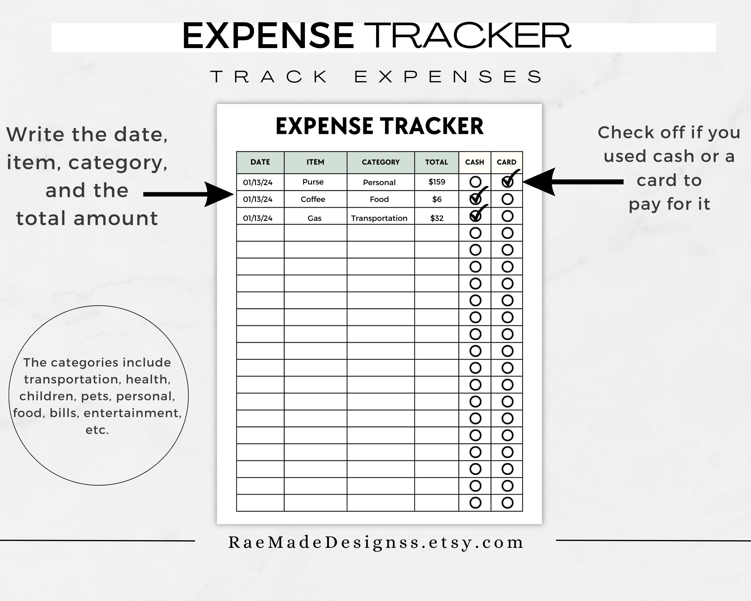 Expenses Tracker Printable, Finance Planner, Budget Tracker, Spending ...