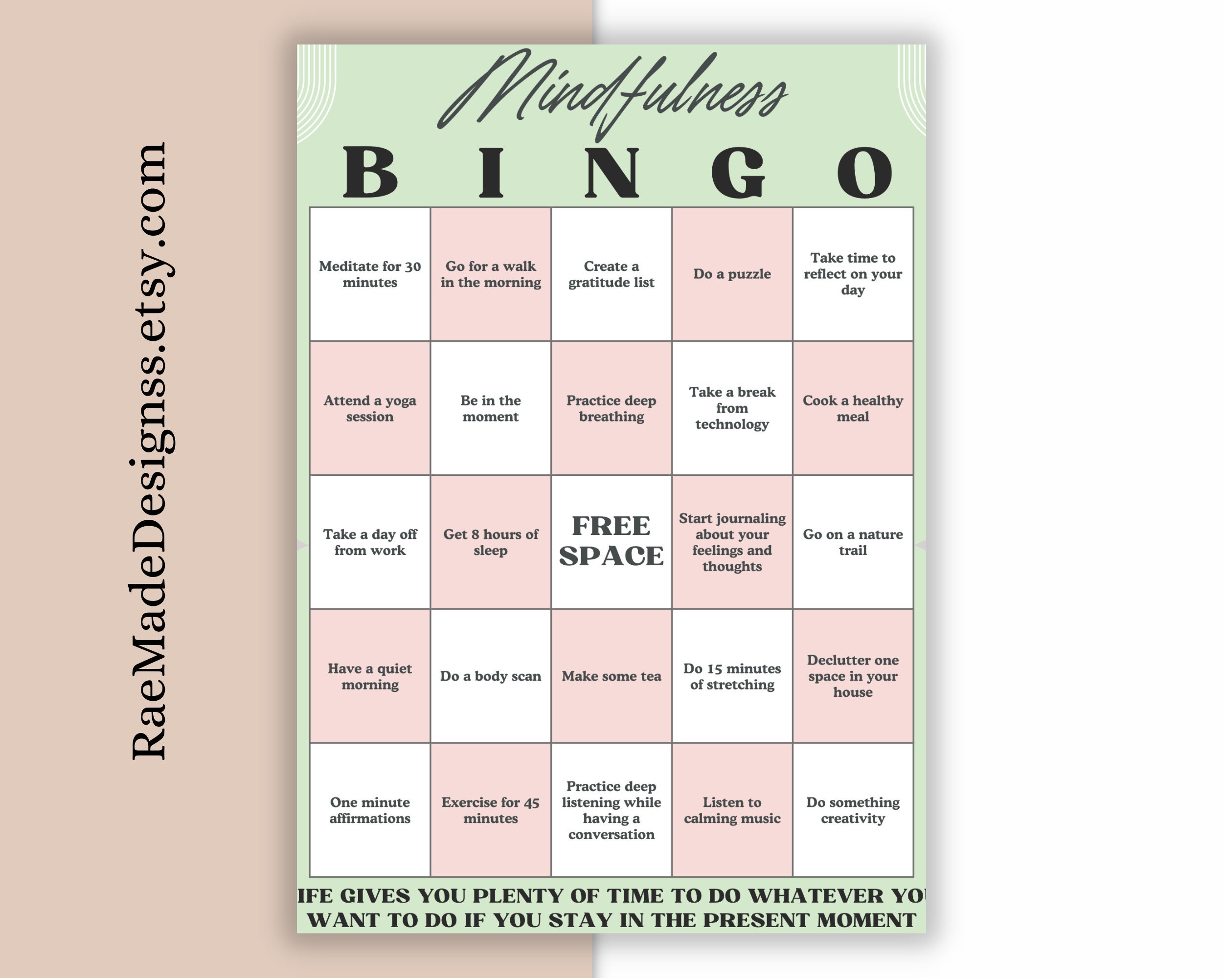 Mindfulness Bingo, Self Care Pdf, Mental Health Game, Well Being ...