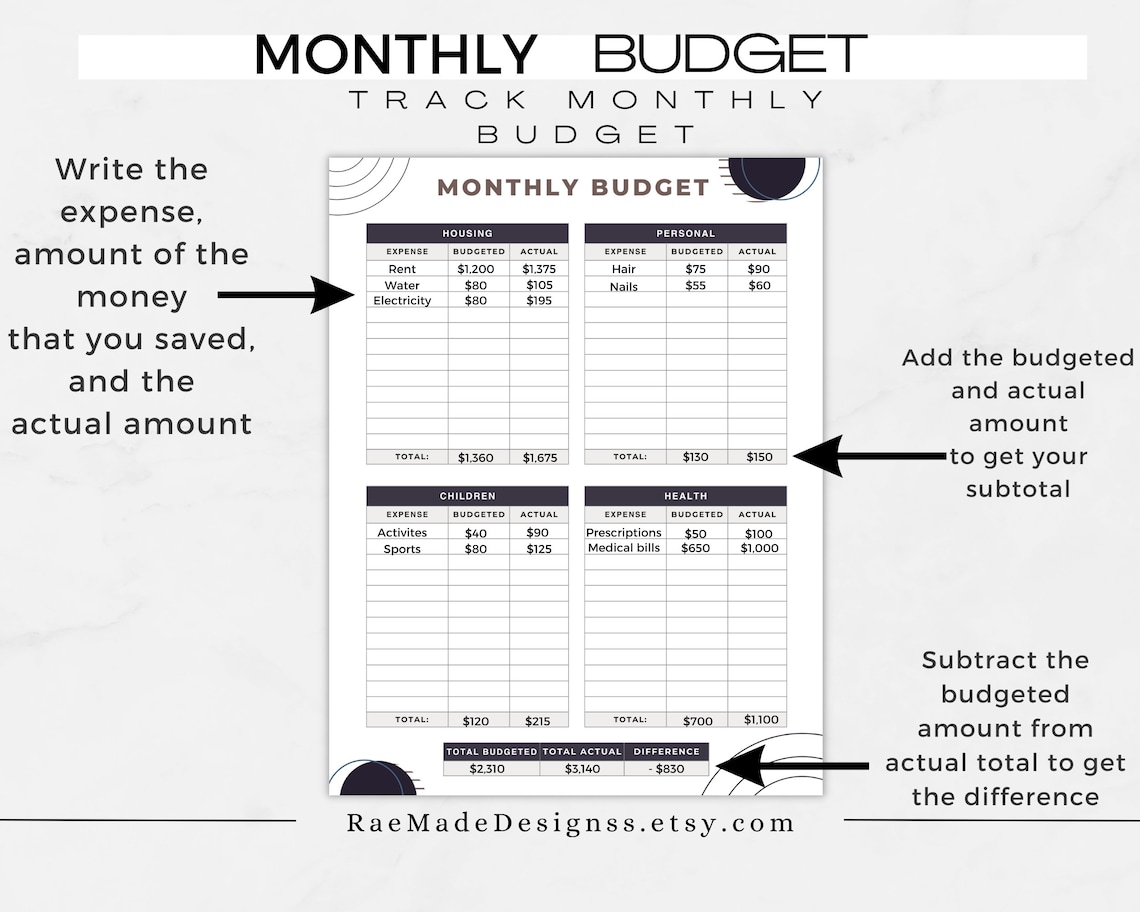 Monthly Budget Tracker Printable, Finance Planner, Budget Tracker ...