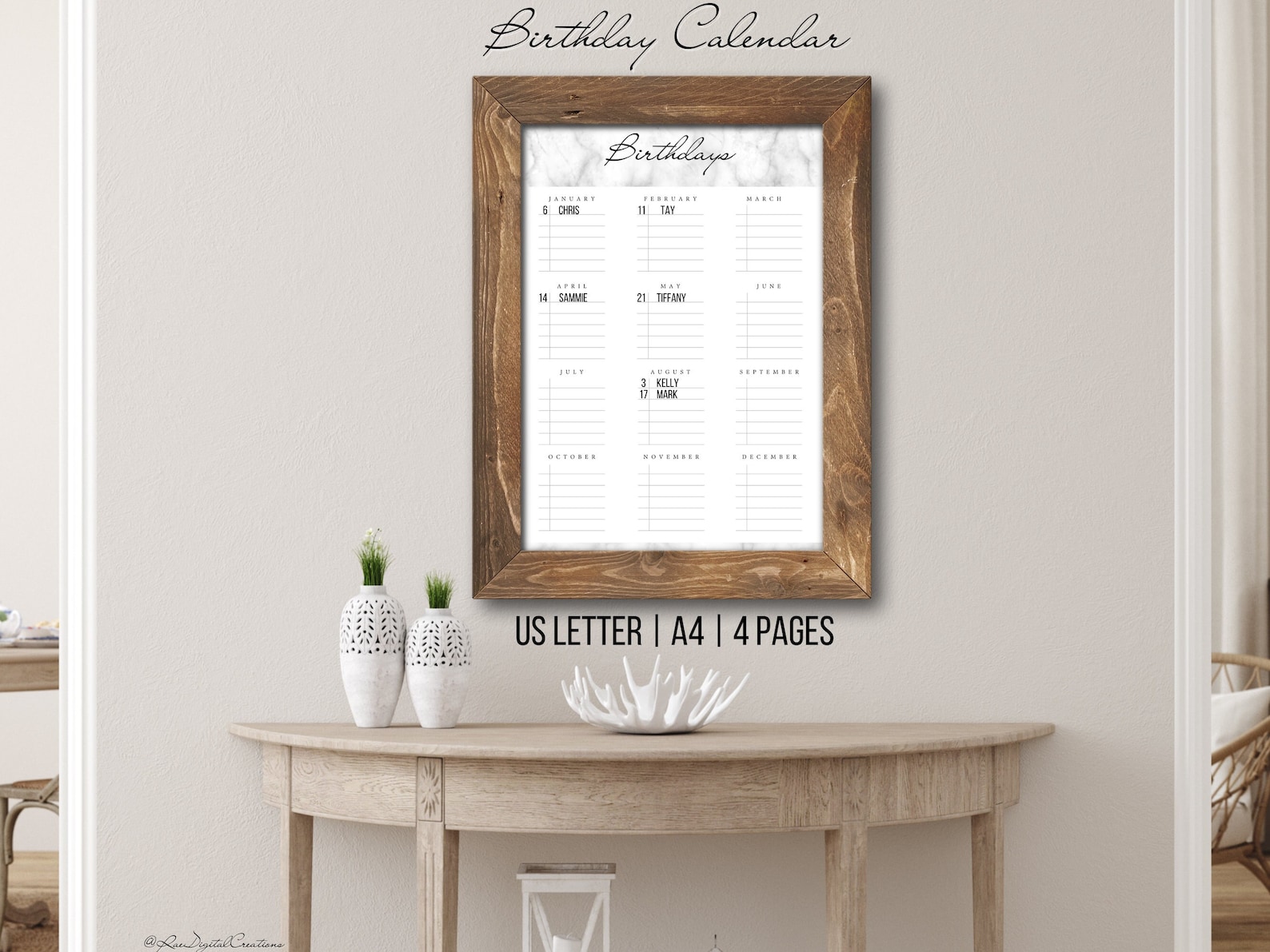 Birthday Printable PDF Calendar | A4 Editable Birthday List | Student ...