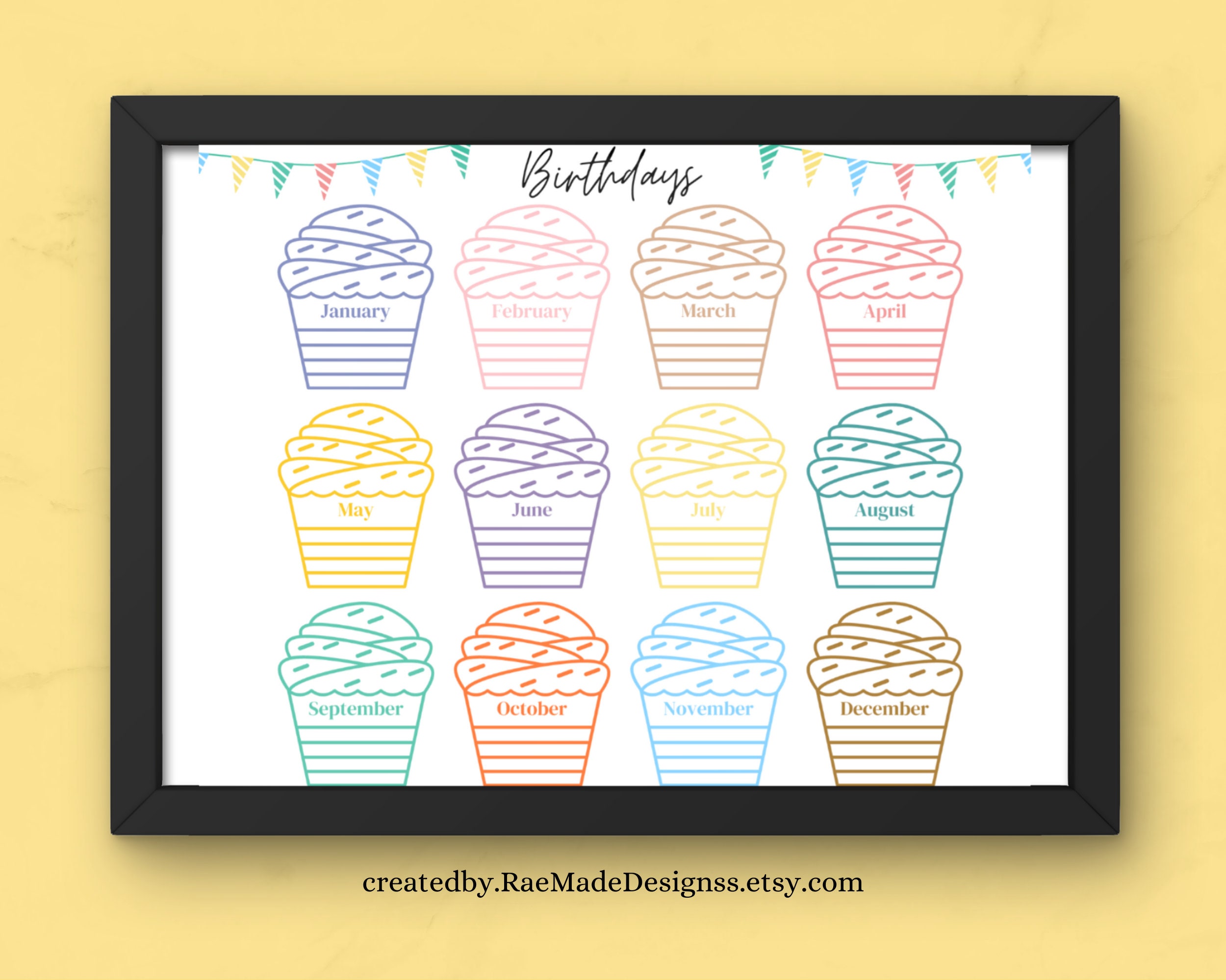 Birthday Printable PDF Calendar | A4 Editable Birthday List | Student ...