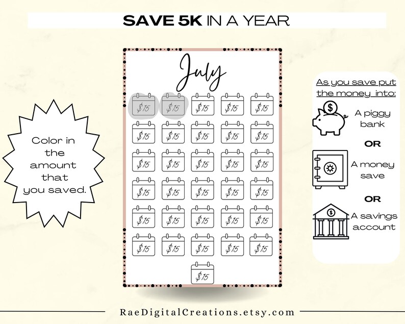 5K Savings Challenge: A6 Monthly Budget Tracker (PDF) - Etsy