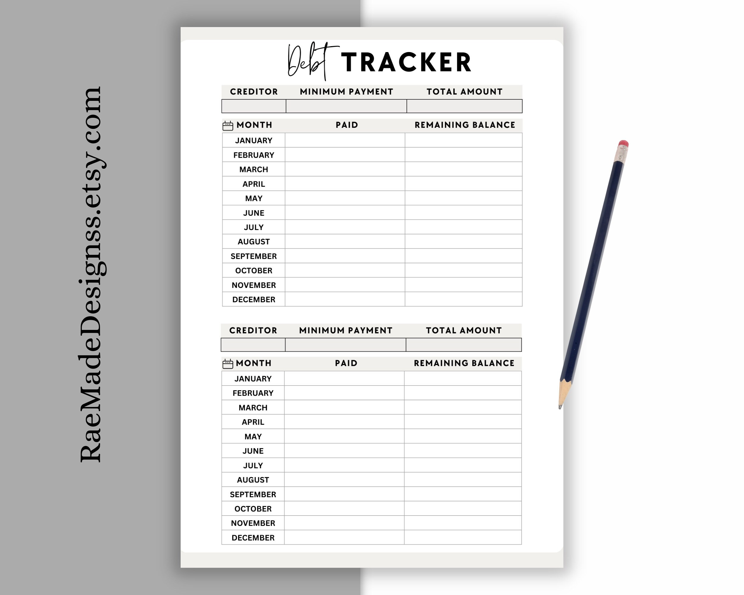 Debt Tracker Printable, Credit Card Planner, Finance Planner, Budget ...