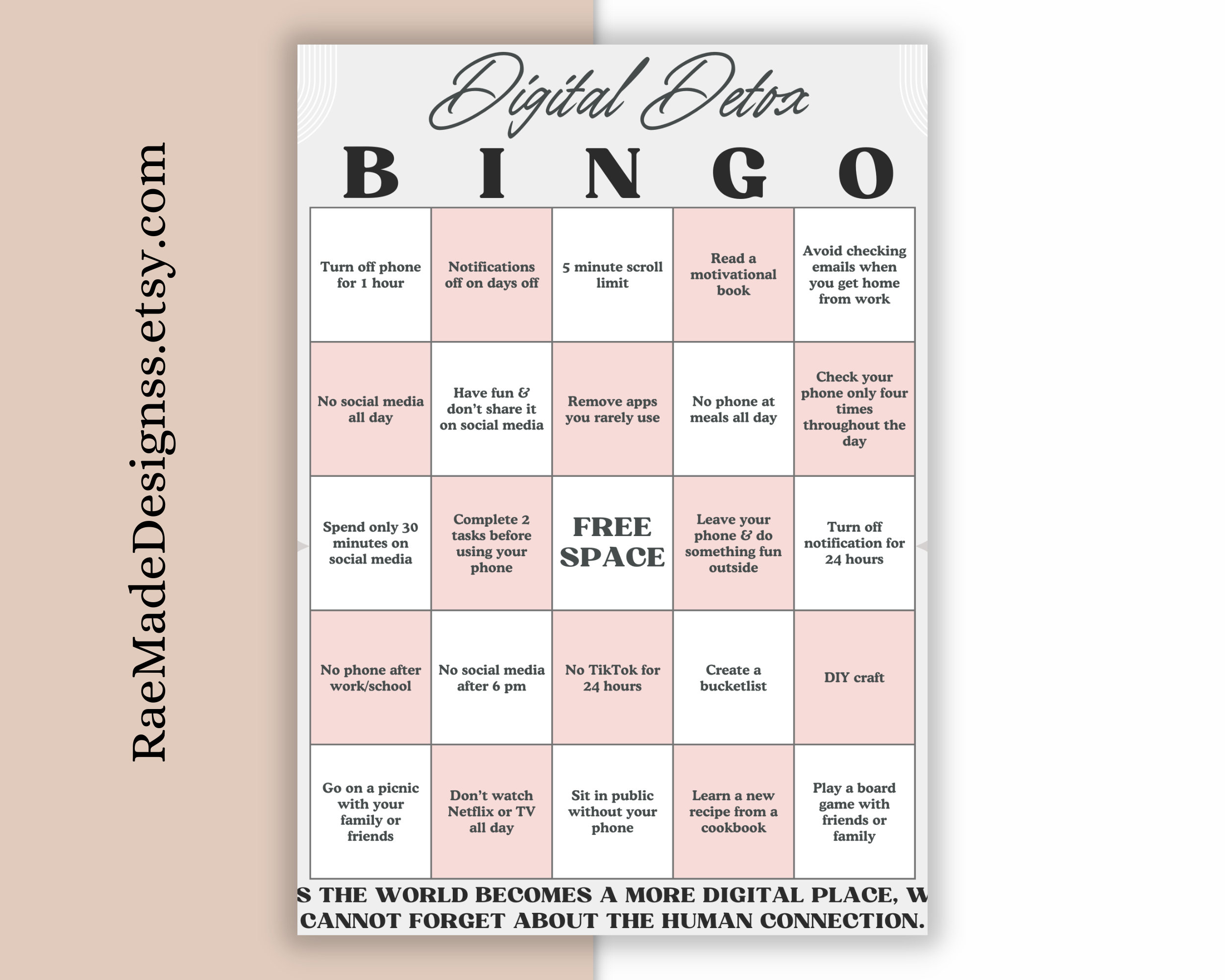 Digital Detox Bingo, Social Media Detox Printable, Digital Detox ...