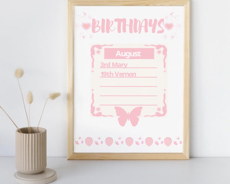 Birthday Printable PDF Calendar, A4 Editable Birthday List, Student ...