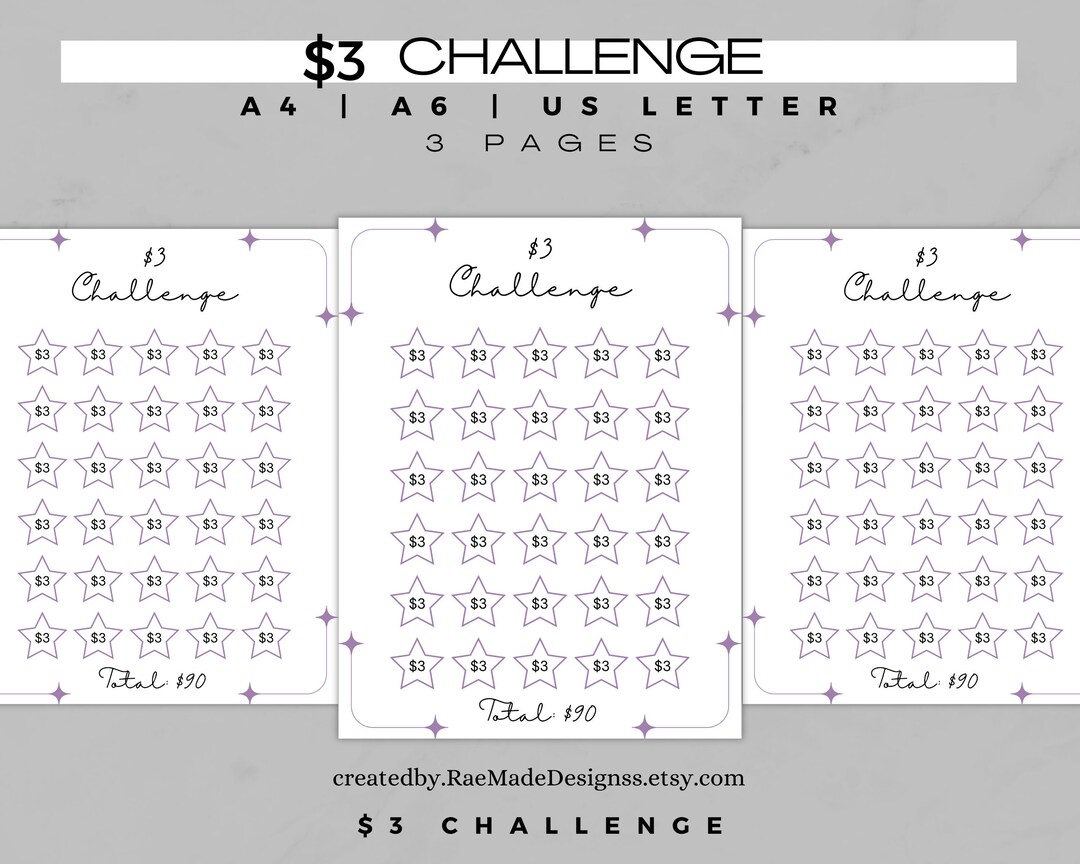 3 Dollar Saving Challenge, Low Income Saving Plan, Money Tracker, Save ...