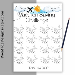 Vacation Saving Challenge, Travel Savings Fund, Save Money Challenge ...