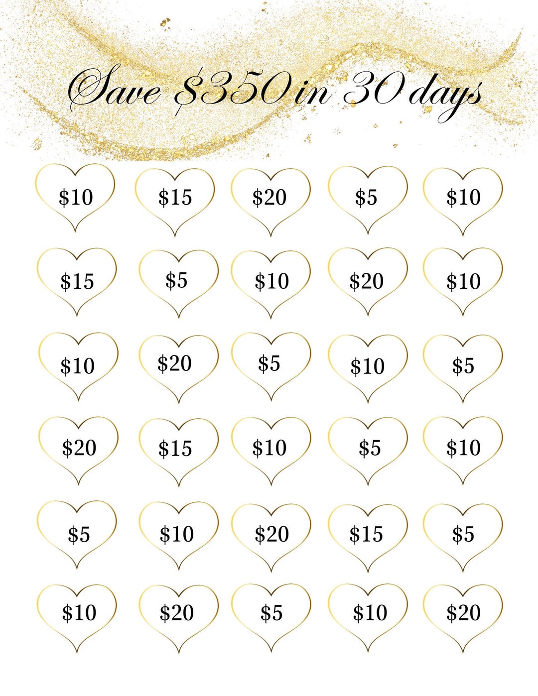 350 Savings Tracker | Save 350 | Savings Tracker | Savings Challenge ...