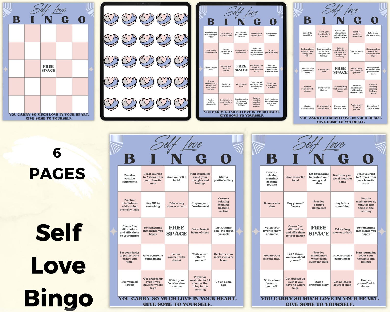 Self Love Bingo, Self Care Printable, Mental Health Game, Self Love ...