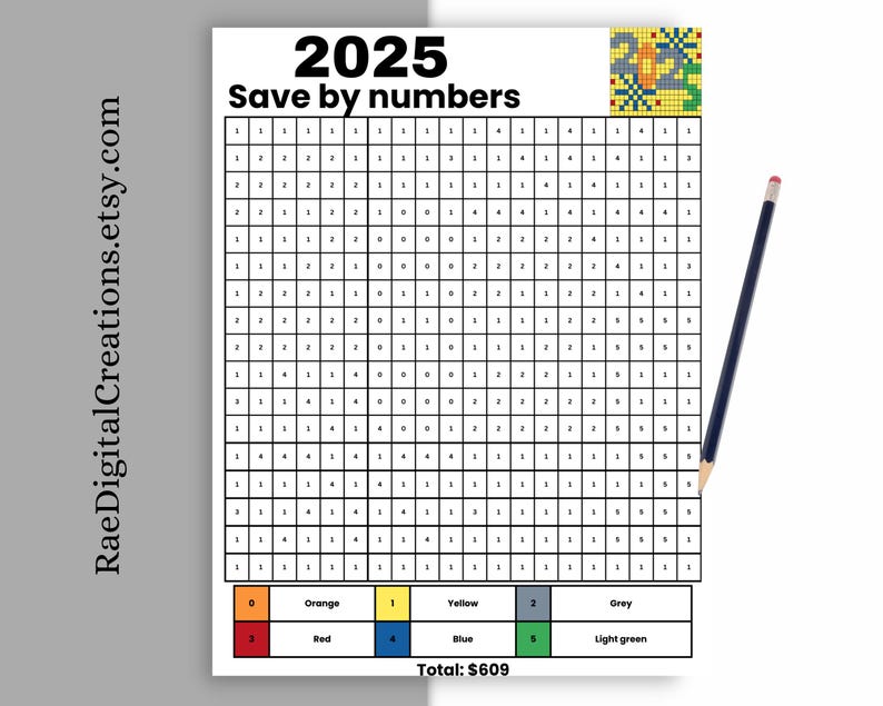 2025 Savings Challenge: Color by Number Printable (PDF) - Etsy