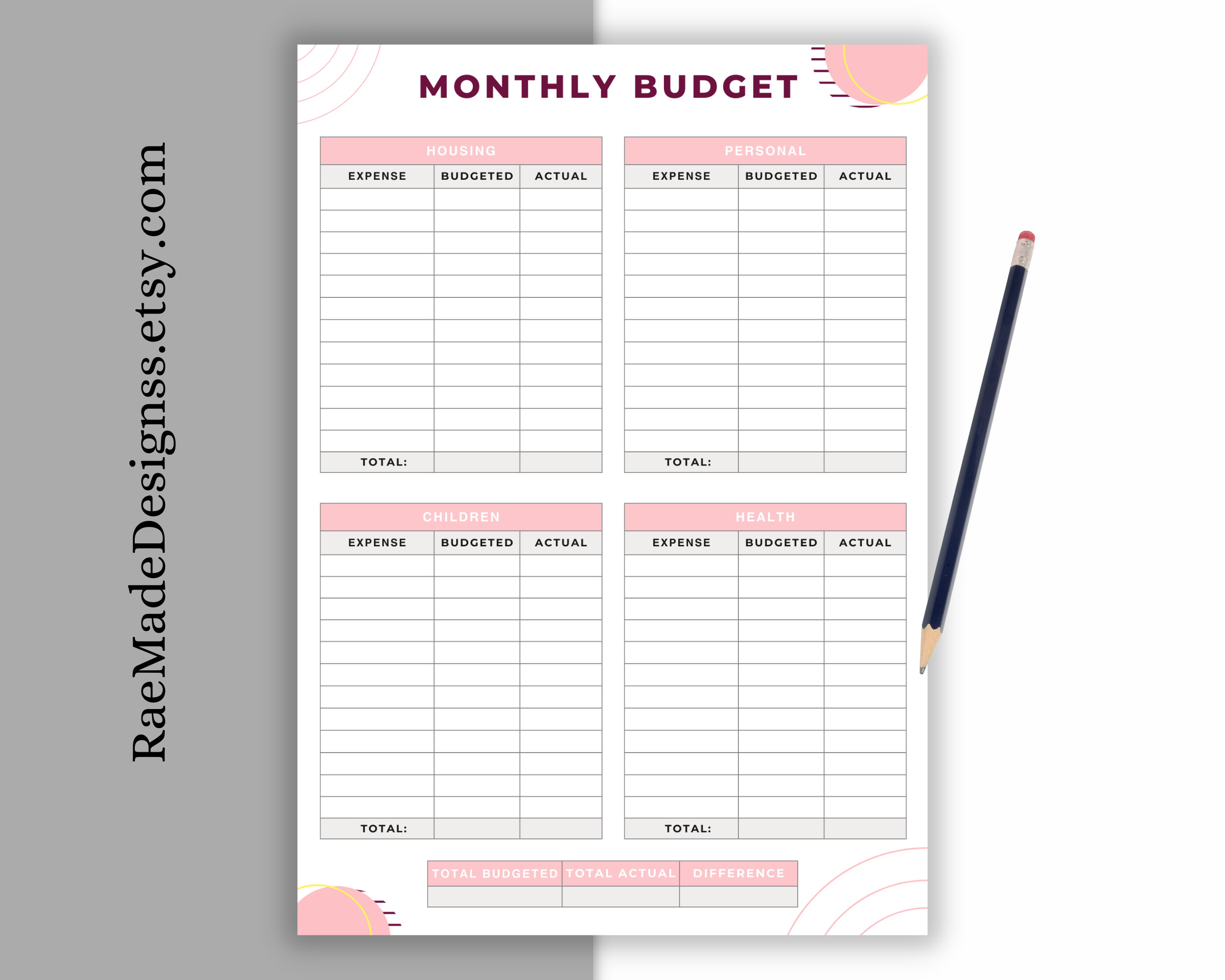 Monthly Budget Tracker Printable, Finance Planner, Budget Tracker ...
