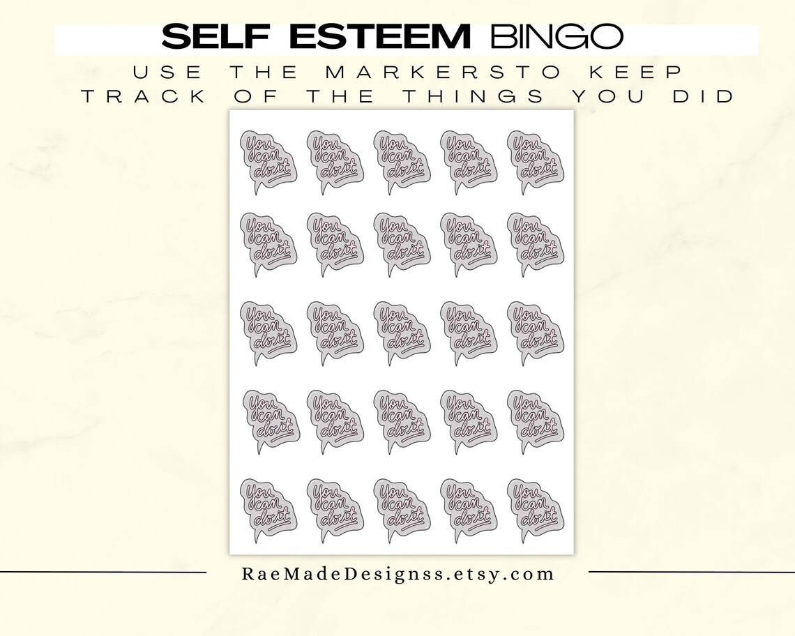 Self Esteem Bingo, Self Care Printable, Self Love Challenge, Love ...