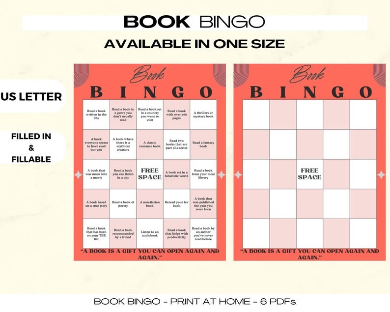 Book Bingo, Book Challenge, Reading Game Printable, Book Club Activity ...