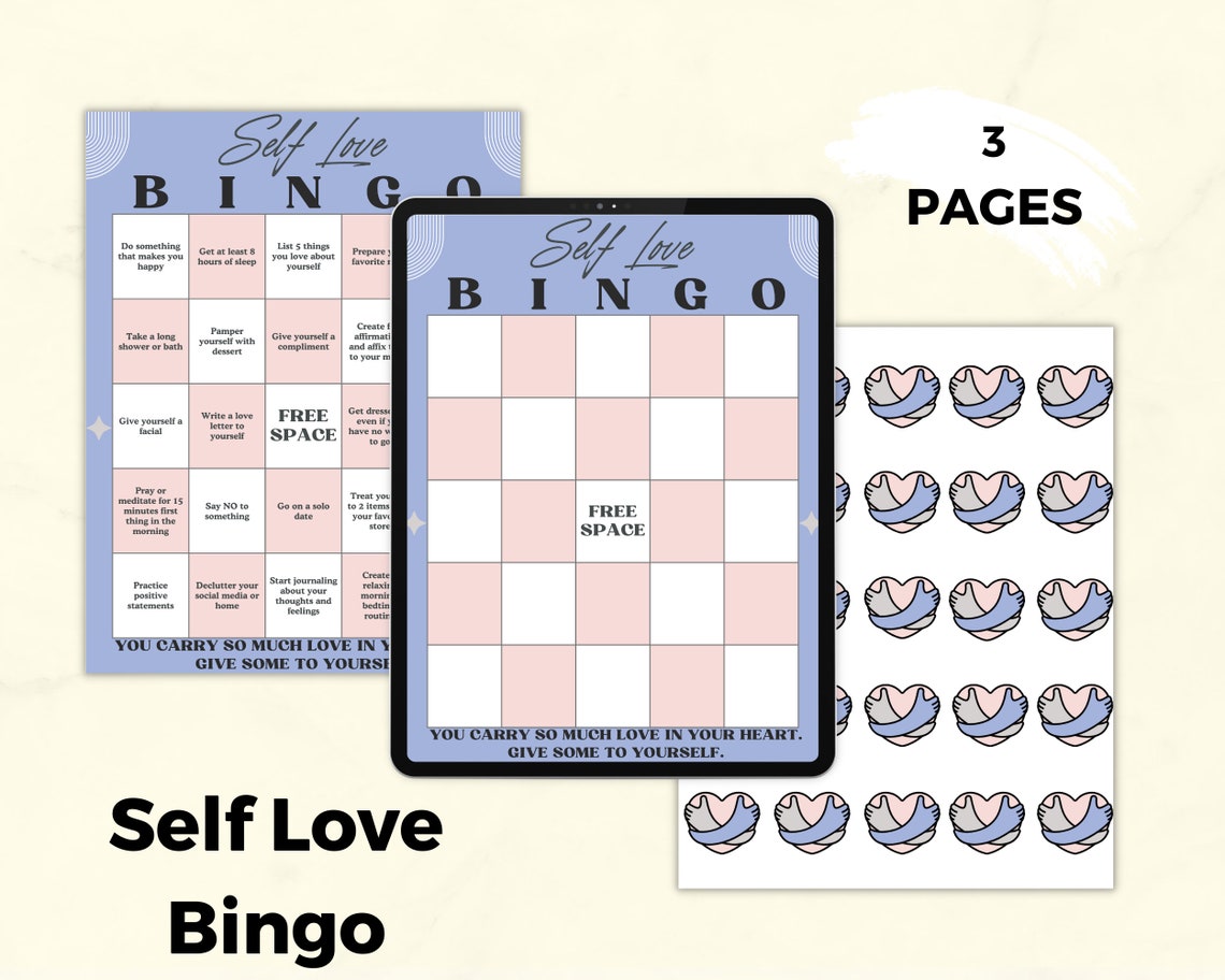 Self Love Bingo, Self Care Printable, Mental Health Game, Self Love ...