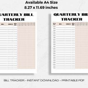 Bill Tracker Printable, Finance Planner, Yearly Bills Log, Monthly ...