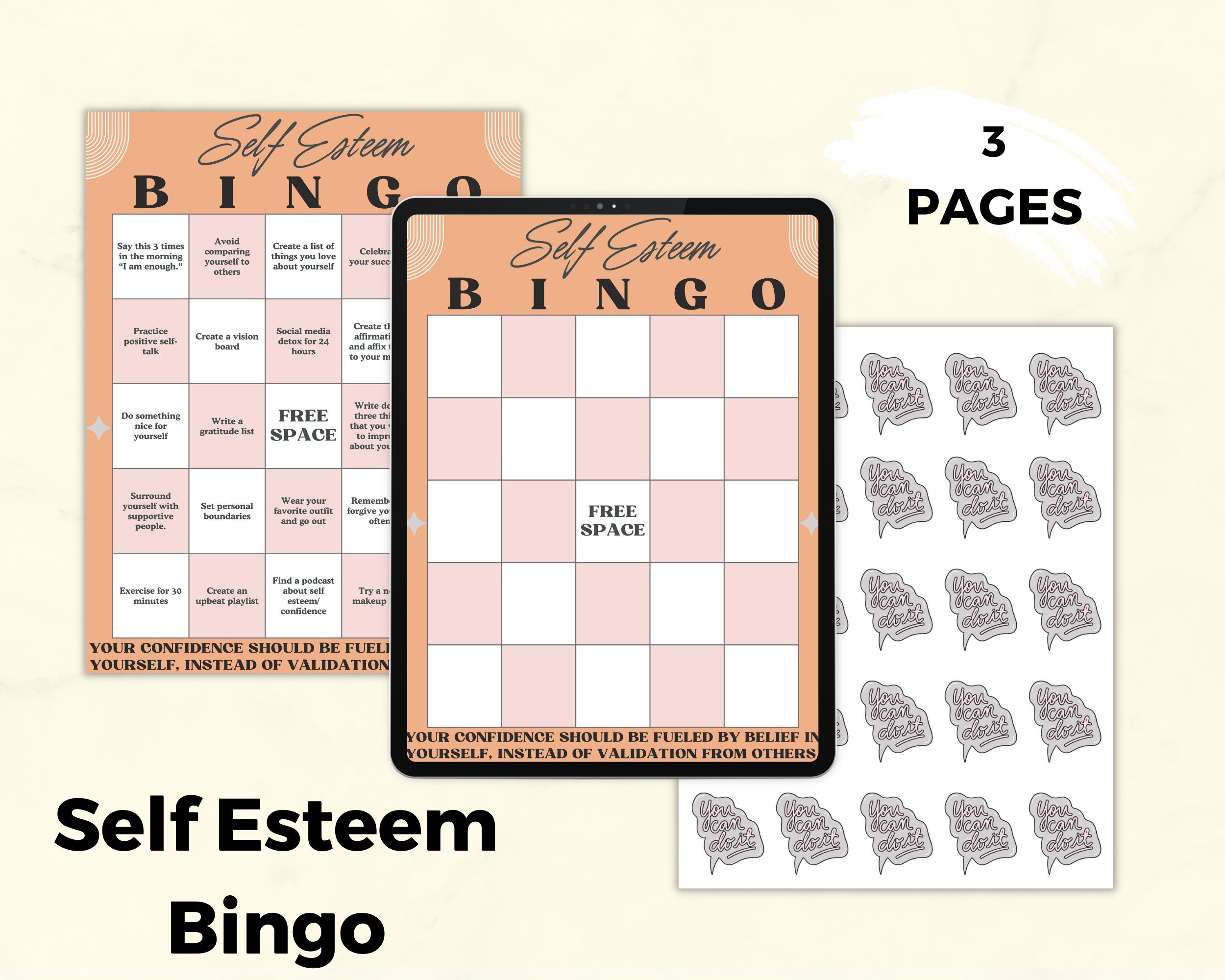 Self Esteem Bingo, Self Care Printable, Self Love Challenge, Love ...