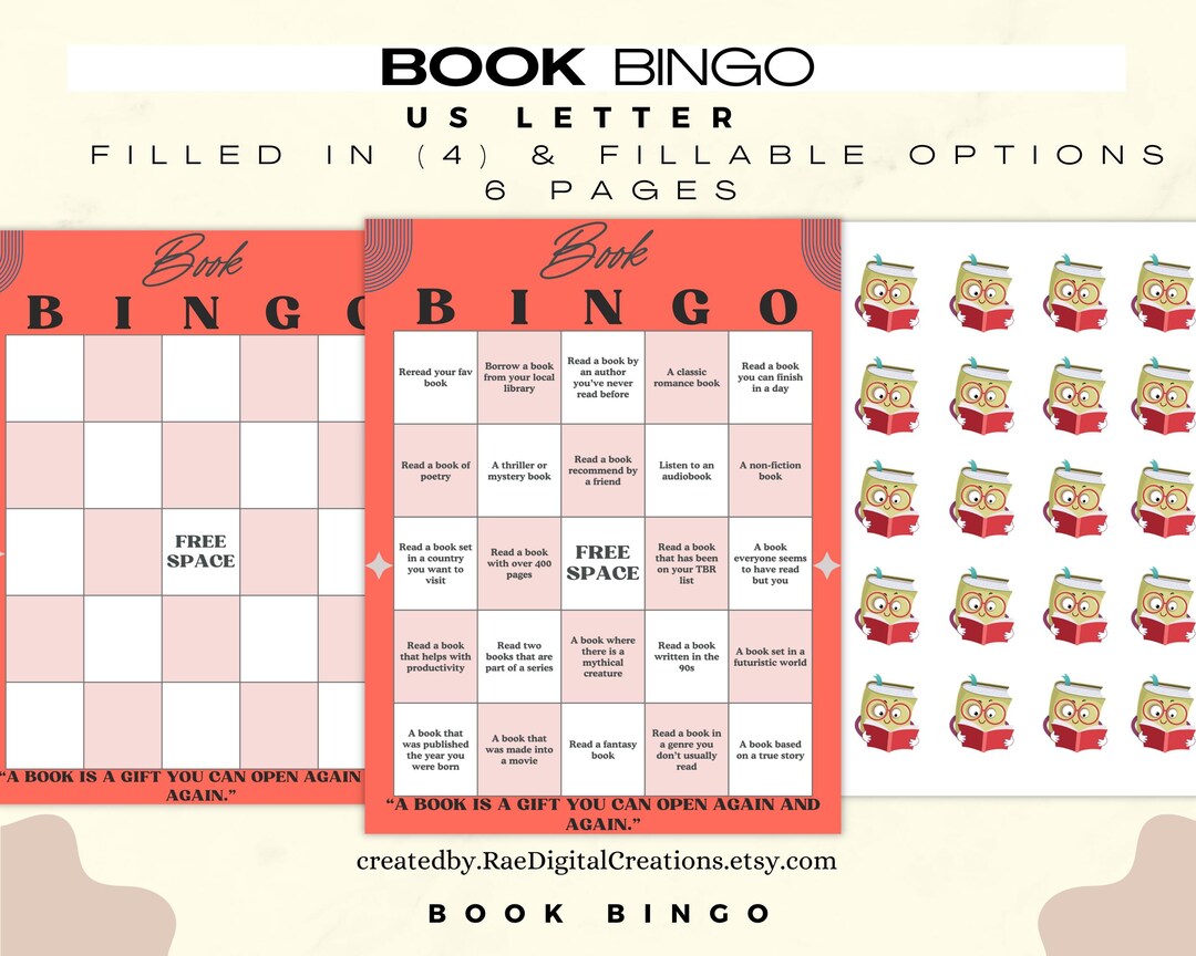 Book Bingo, Book Challenge, Reading Game Printable, Book Club Activity ...