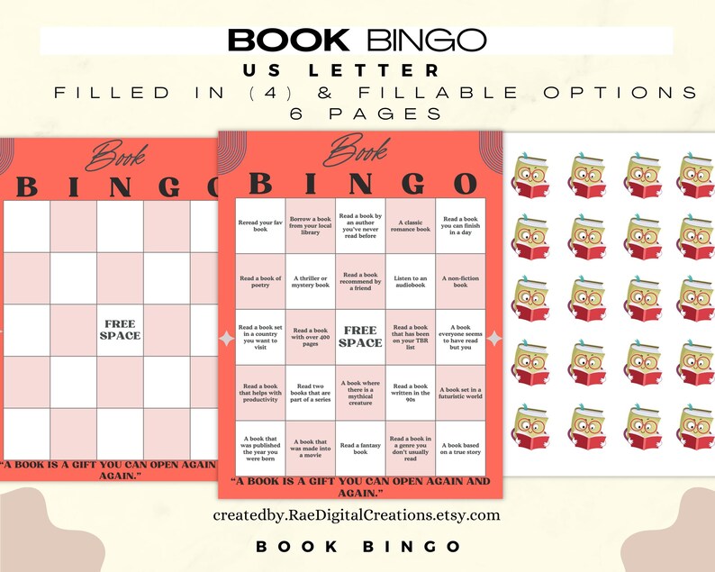 Book Bingo, Book Challenge, Reading Game Printable, Book Club Activity ...