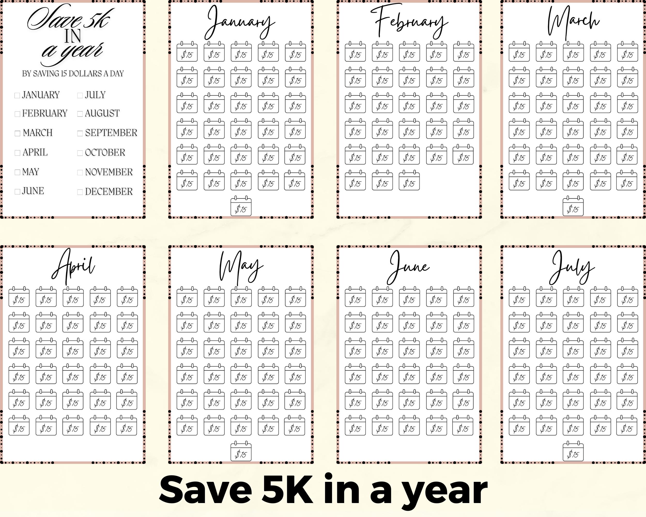 5K Savings Challenge: A6 Monthly Budget Tracker (PDF) - Etsy