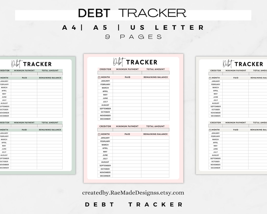 Debt Tracker Printable, Credit Card Planner, Finance Planner, Budget ...