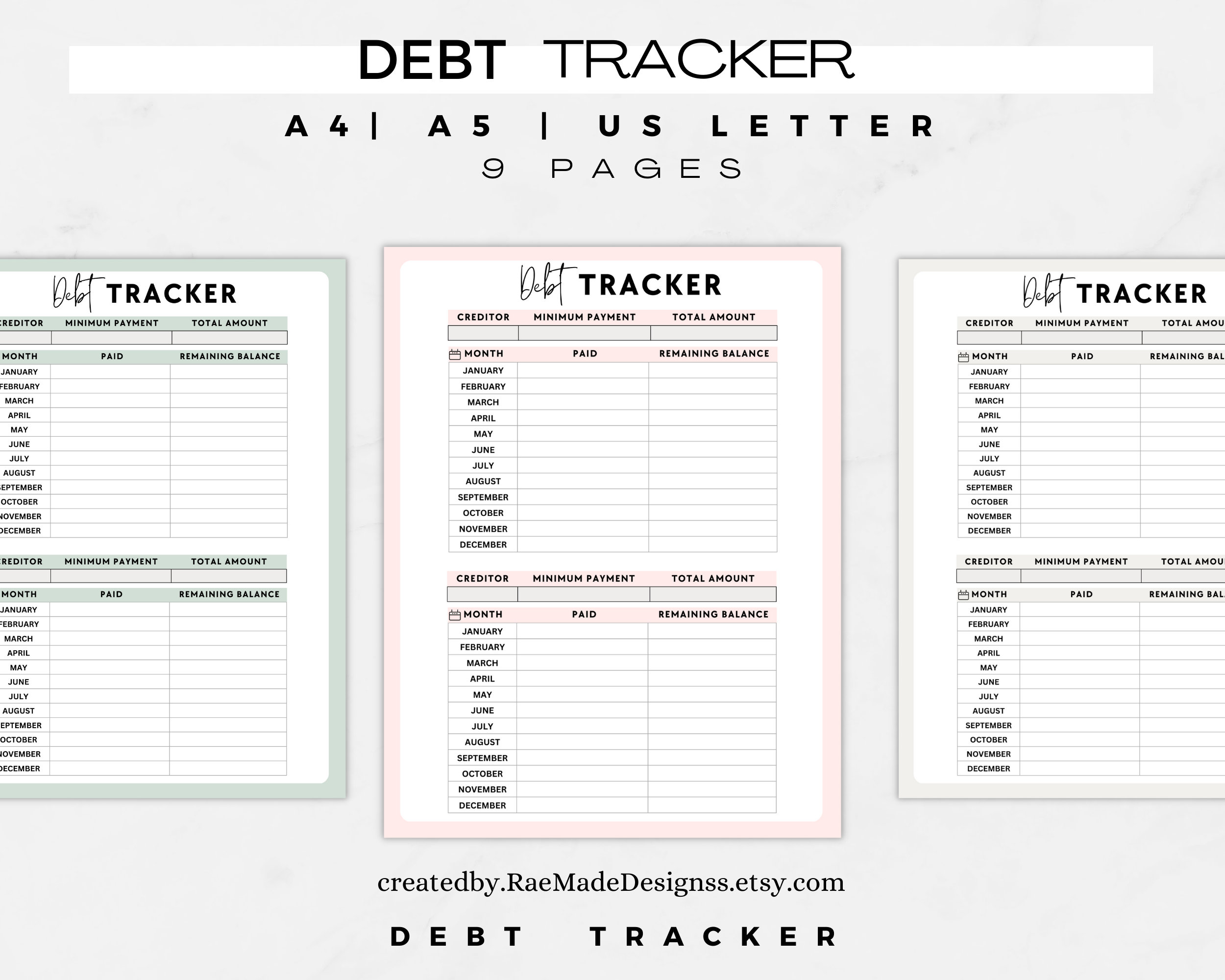 Debt Tracker Printable, Credit Card Planner, Finance Planner, Budget ...