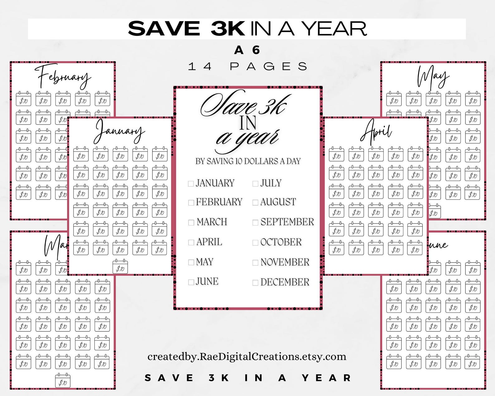 3K Savings Challenge: A6 Monthly Budget Tracker (PDF) - Etsy