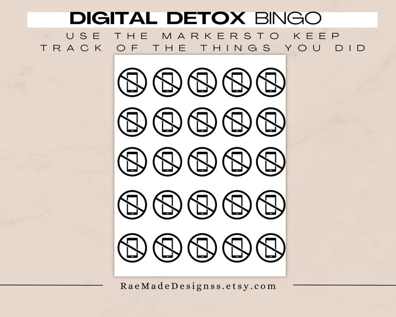 Digital Detox Bingo, Social Media Detox Printable, Digital Detox ...