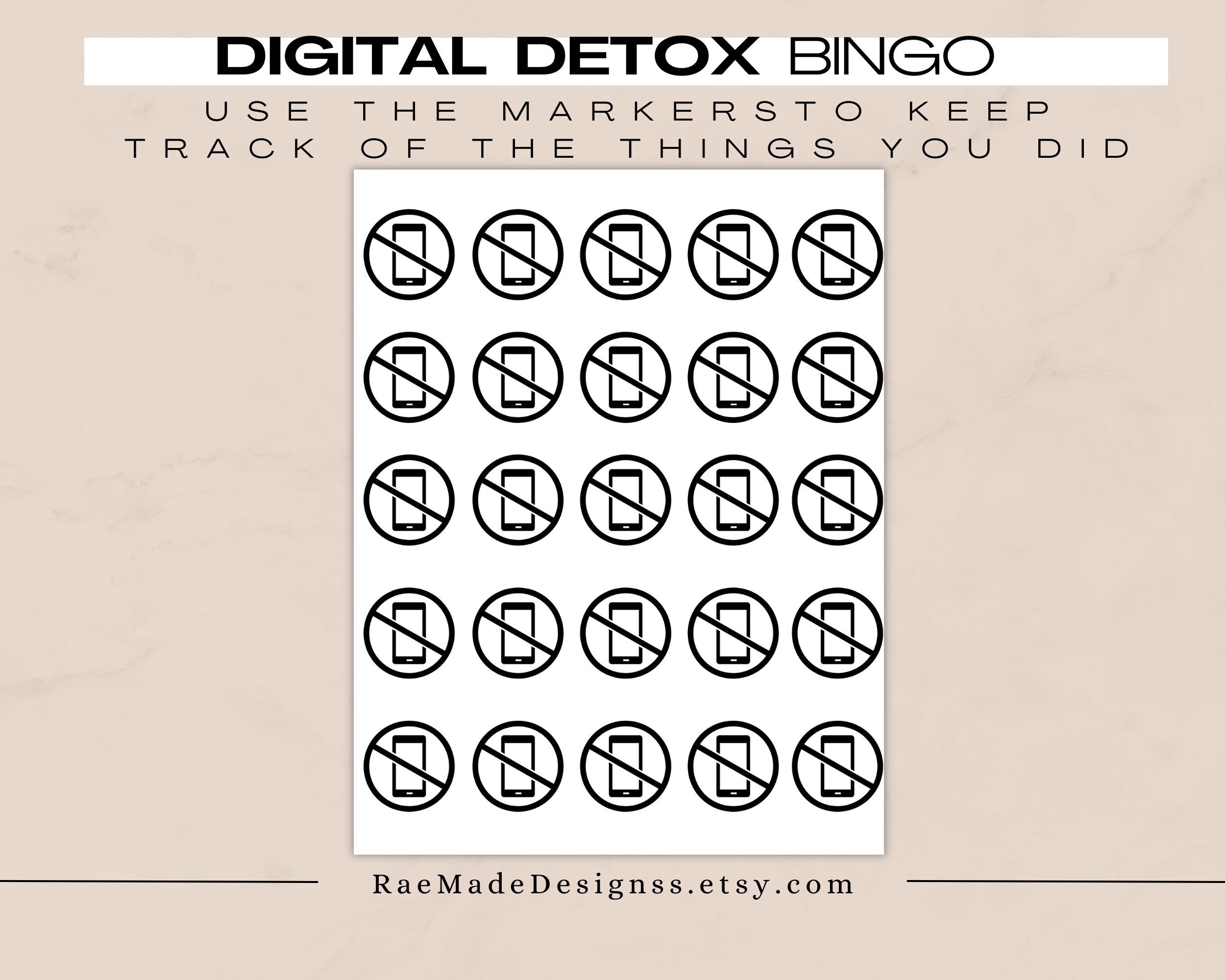 Digital Detox Bingo, Social Media Detox Printable, Digital Detox ...