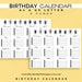 Birthday Printable PDF Calendar | A4 Editable Birthday List | Student ...