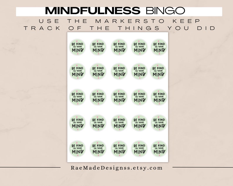 Mindfulness Bingo, Self Care Pdf, Mental Health Game, Well Being ...