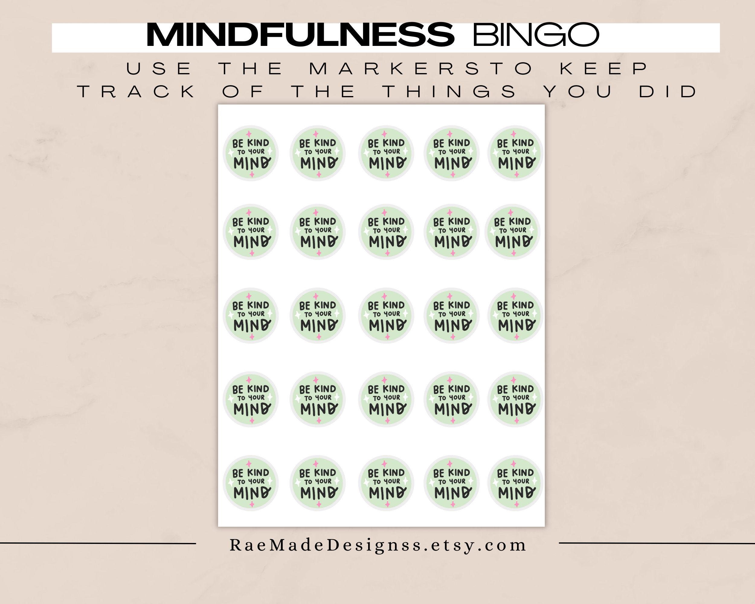 Mindfulness Bingo, Self Care Pdf, Mental Health Game, Well Being ...