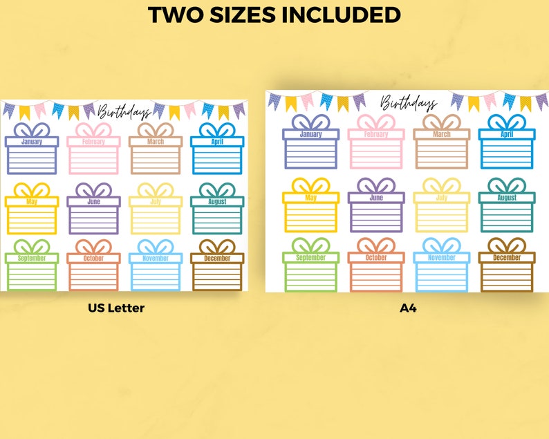 Birthday Printable PDF Calendar | A4 Editable Birthday List | Student ...