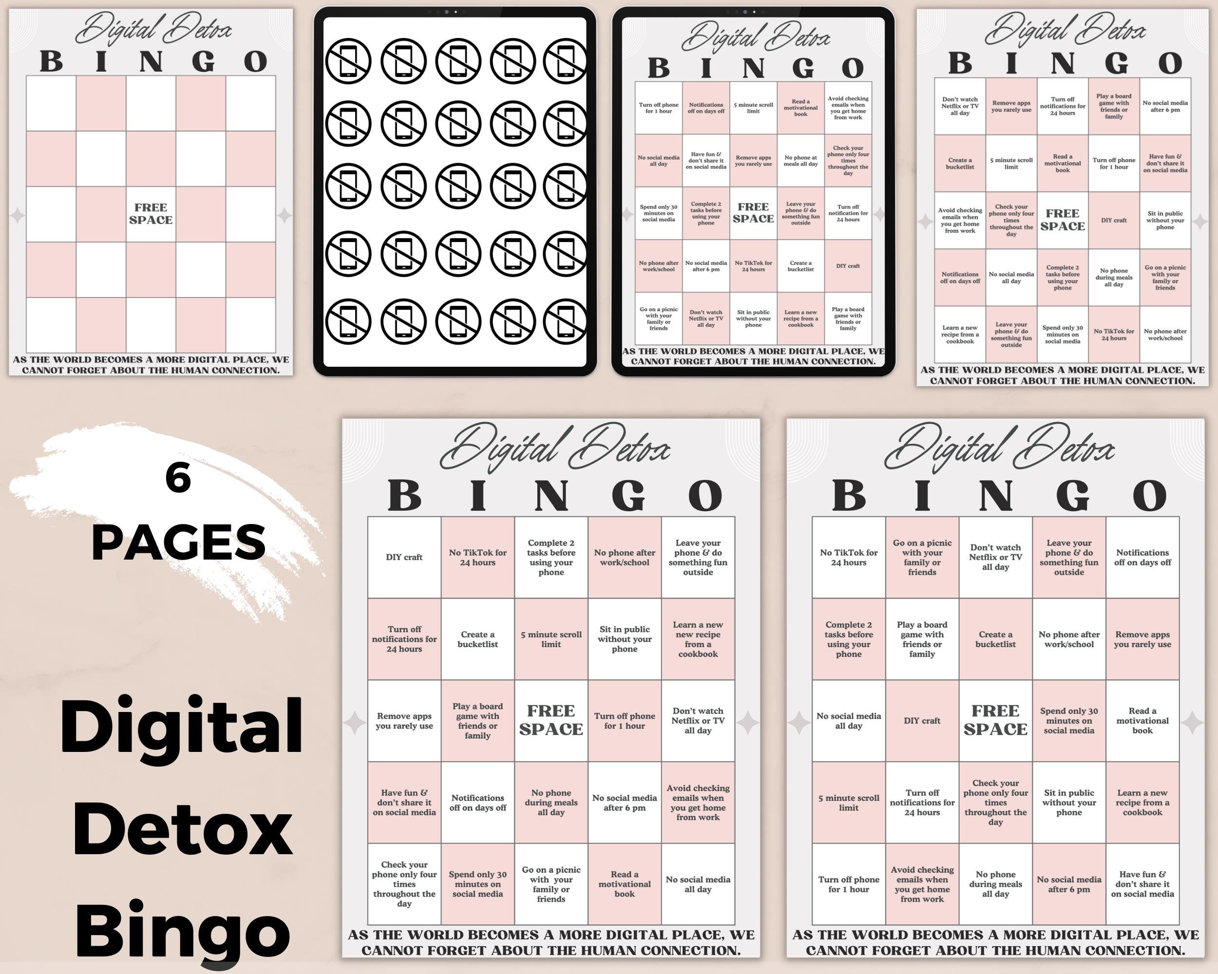 Digital Detox Bingo, Social Media Detox Printable, Digital Detox ...