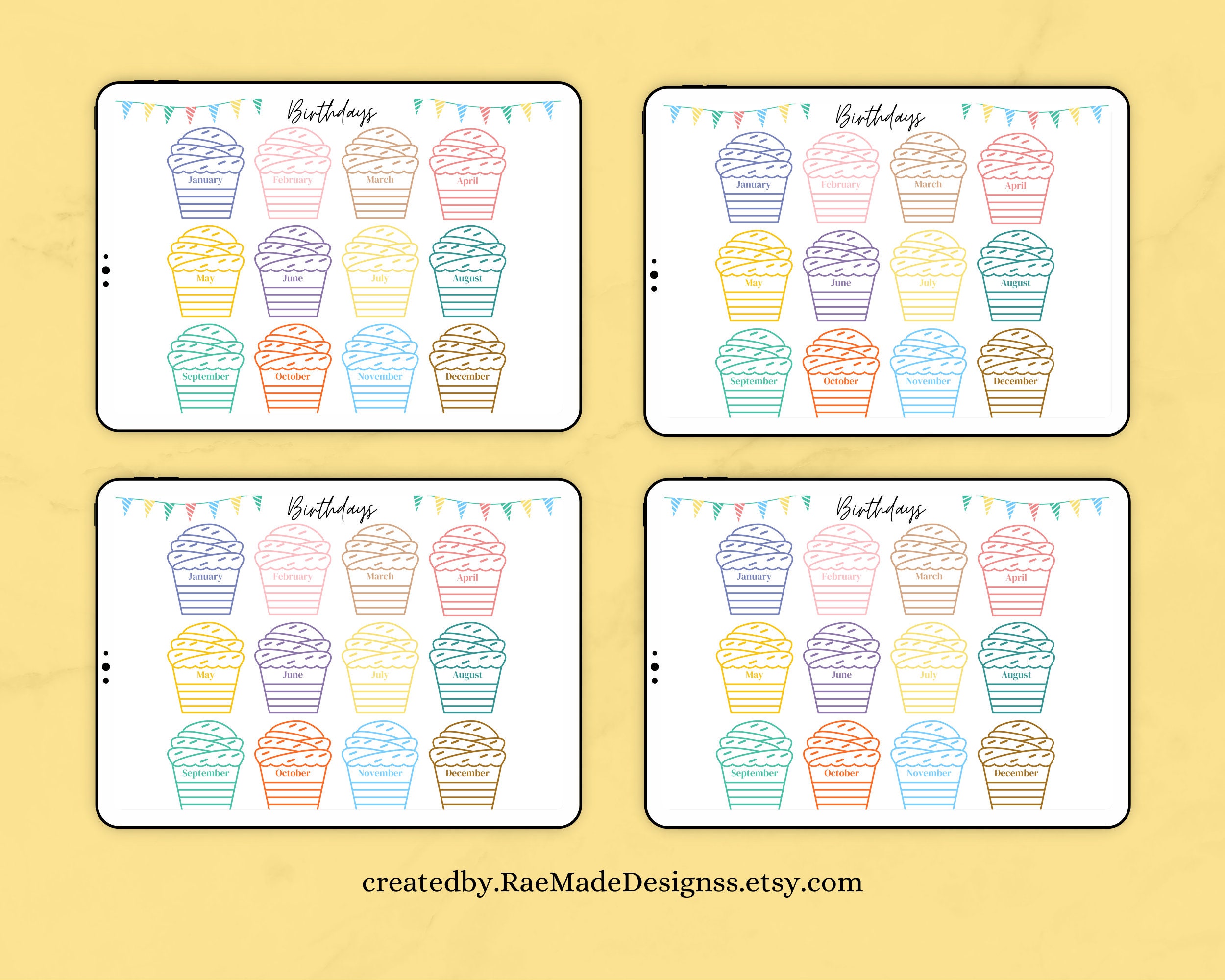 Birthday Printable PDF Calendar | A4 Editable Birthday List | Student ...