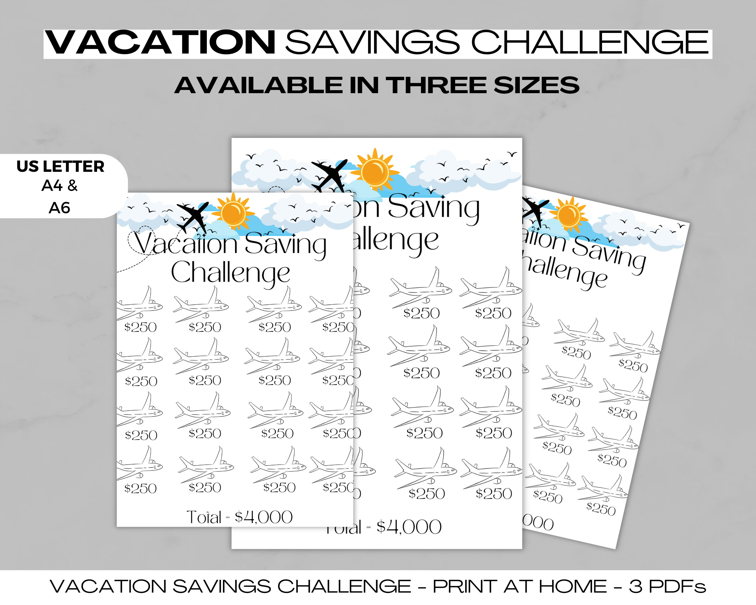 Vacation Saving Challenge, Travel Savings Fund, Save Money Challenge ...